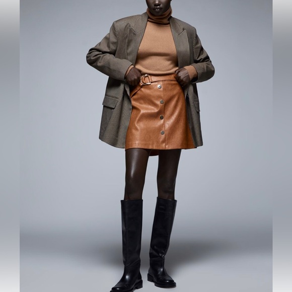 Zara | Skirts | Zara Faux Leather Skirt With Buttons | Poshmark